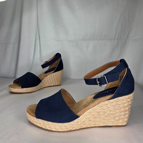 Style & Co. | Shoes | Nwt Style Co Womens Seleeney Wedge Sandals Navy ...